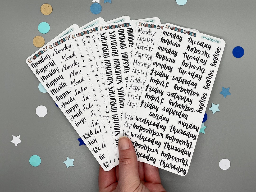 Hand-lettered Days of the Week Stickers 35 Planner Stickers for Monthly ...