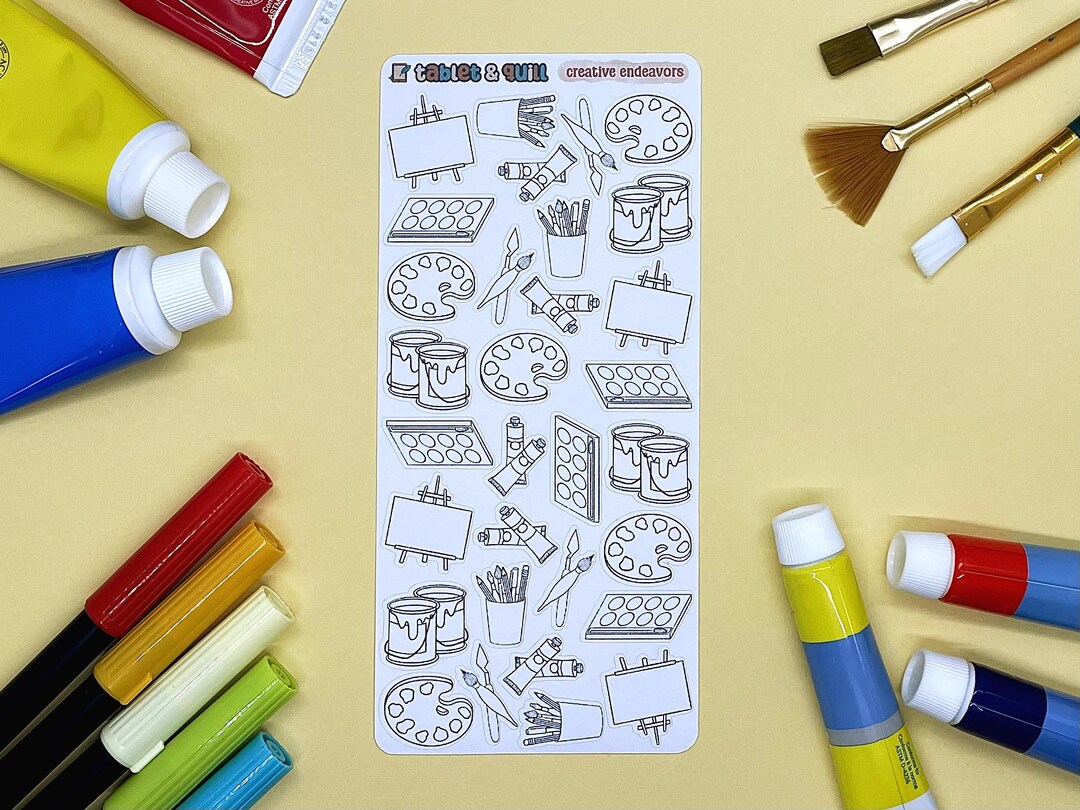 Color Your Own Art Stickers: Black and White Planner Stickers - Etsy