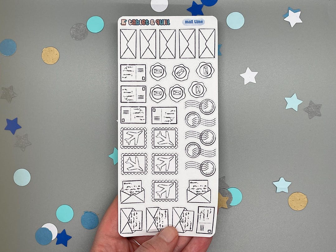 Mood Log Stickers for Bullet Journal, COLORABLE Mail Theme, Coloring ...