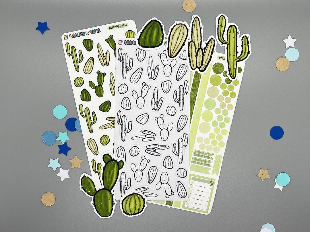 Cactus Themed Prickly Cacti Bullet Journal Stickers, Unique Handmade ...