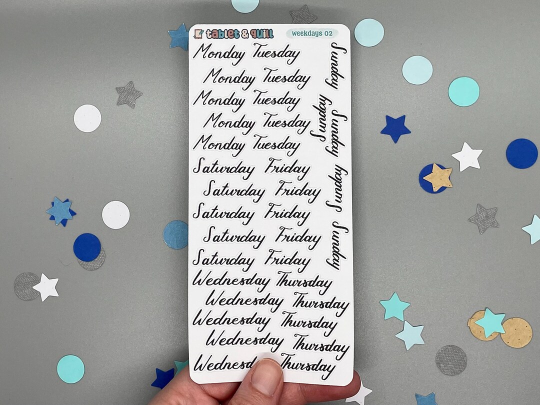 Hand-lettered Days of the Week Stickers style 02 35 Stickers for ...