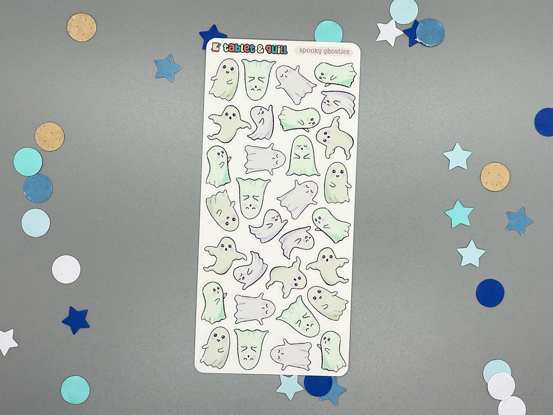 Ghost Themed Spooky Ghosties Bullet Journal Stickers, Unique Handmade ...