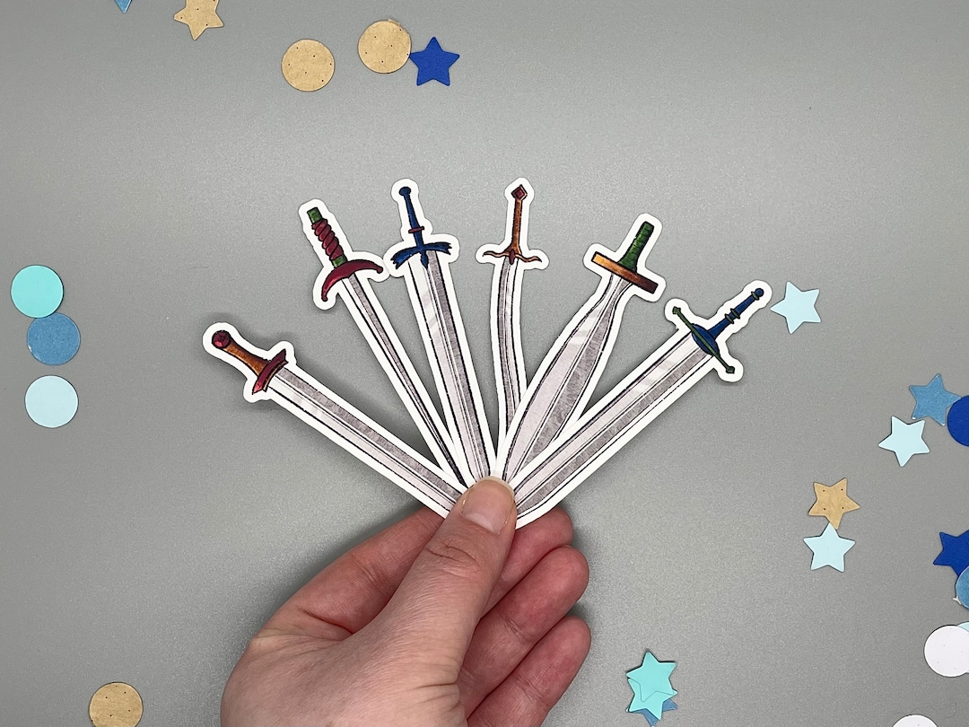 Sword Themed Mighty Blades Die Cut Sticker Flakes, Unique & Handmade ...