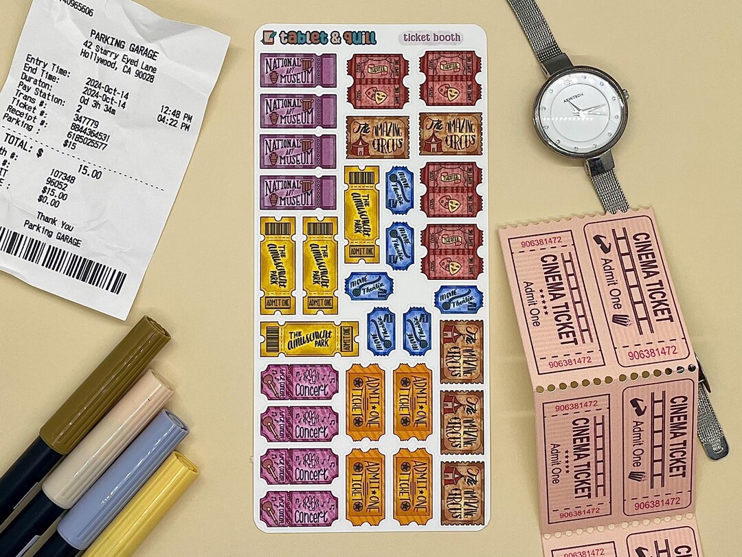 Ticket Booth Stickers: Handmade Planner Stickers - Etsy