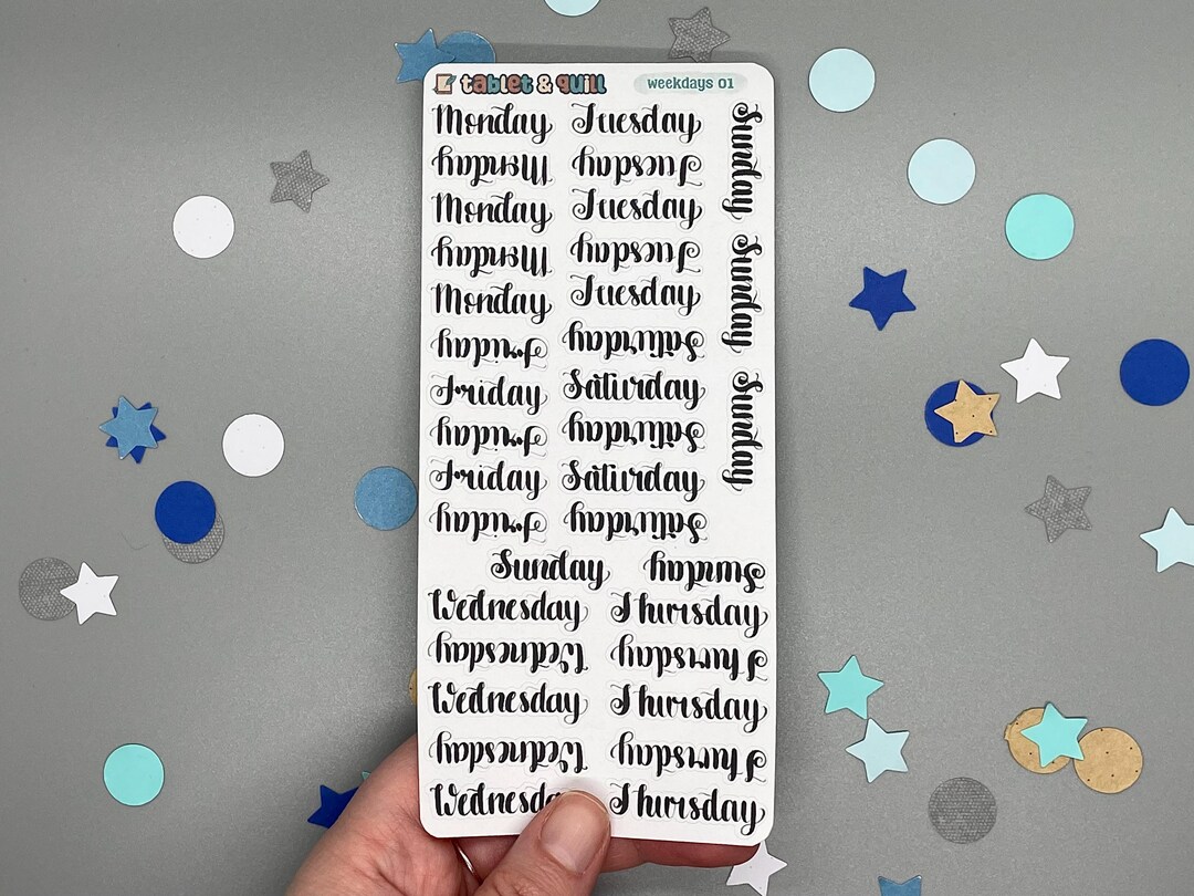 Hand-lettered Days of the Week Stickers: Planner Stickers (style 01) - Etsy