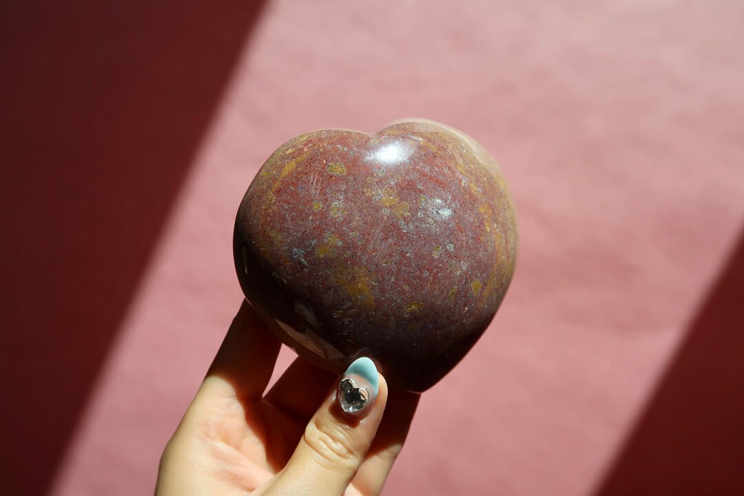 Salmon Pink and Jungle Green Ocean Jasper Heart - Etsy