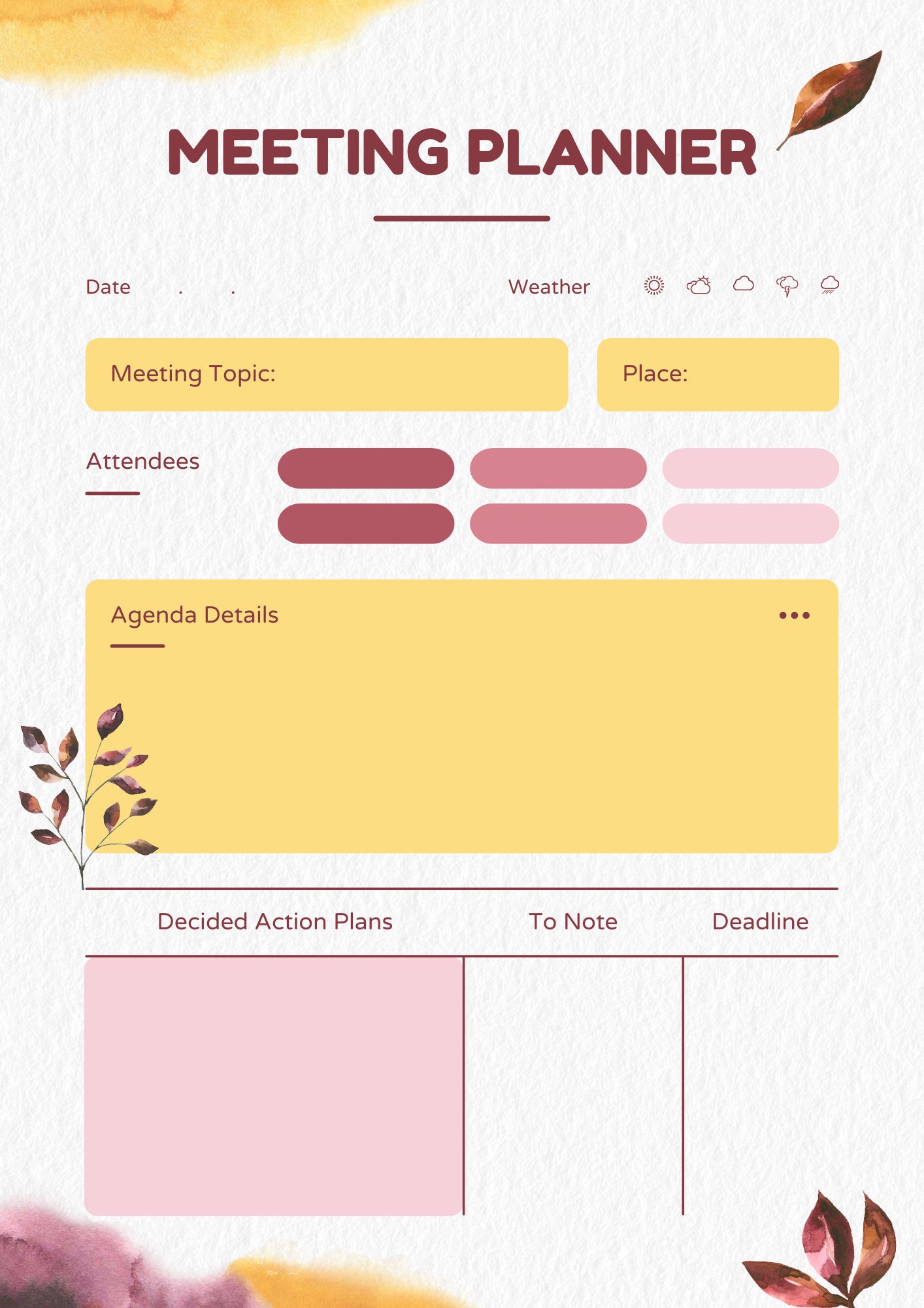 Meeting Notes Printable, PDF Planner, Set Project Planner Printable ...