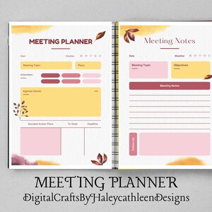 Meeting Notes Printable, PDF Planner, Set Project Planner Printable ...