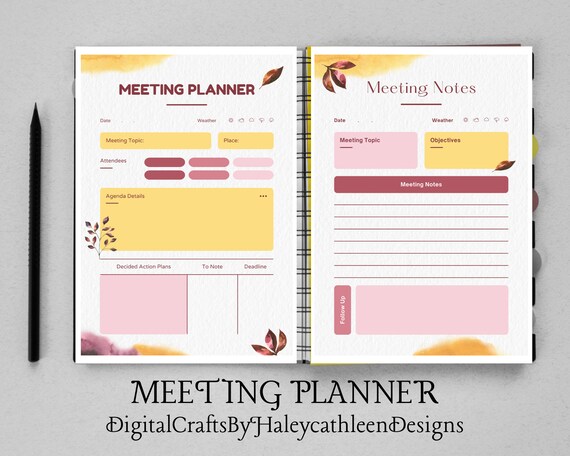 Meeting Notes Printable PDF Planner Set Project Planner - Etsy