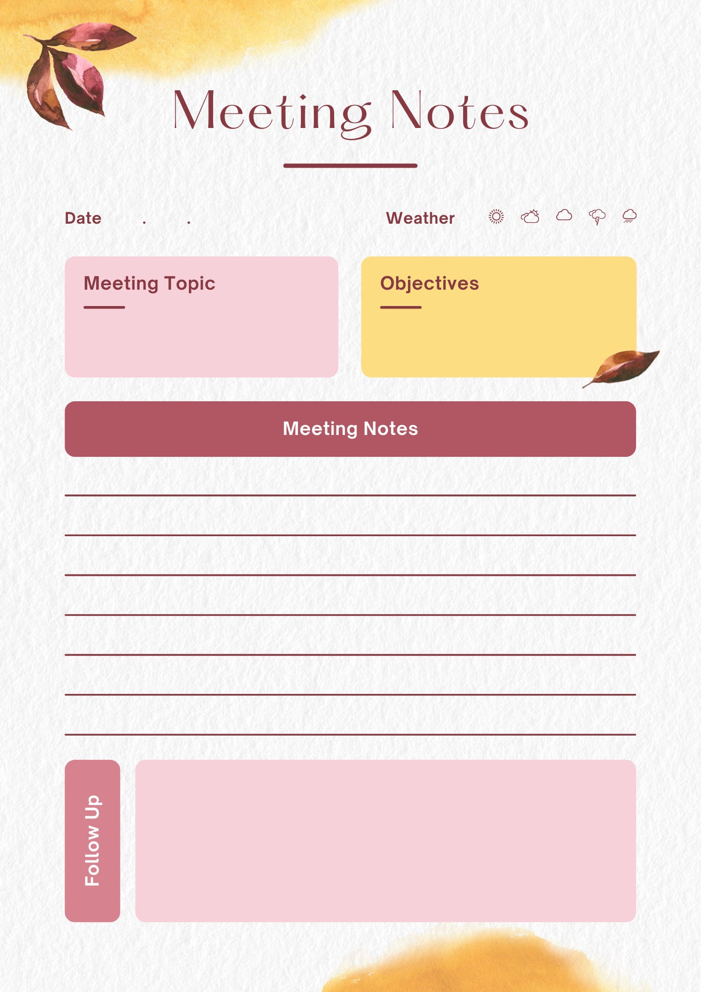 Meeting Notes Printable, PDF Planner, Set Project Planner Printable ...