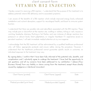 B12 Injection Consent Forms for Medspa - Etsy