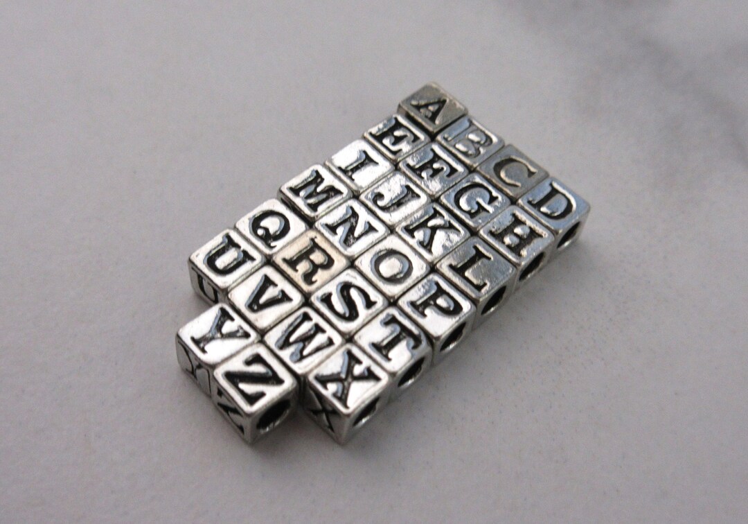 Pewter Alphabet Beads - 4.5mm W/ 3mm Hole - Etsy