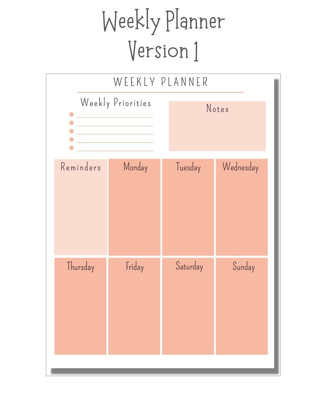 Digital Weekly Planner, Printable Weekly Planner, Weekly Priorities ...