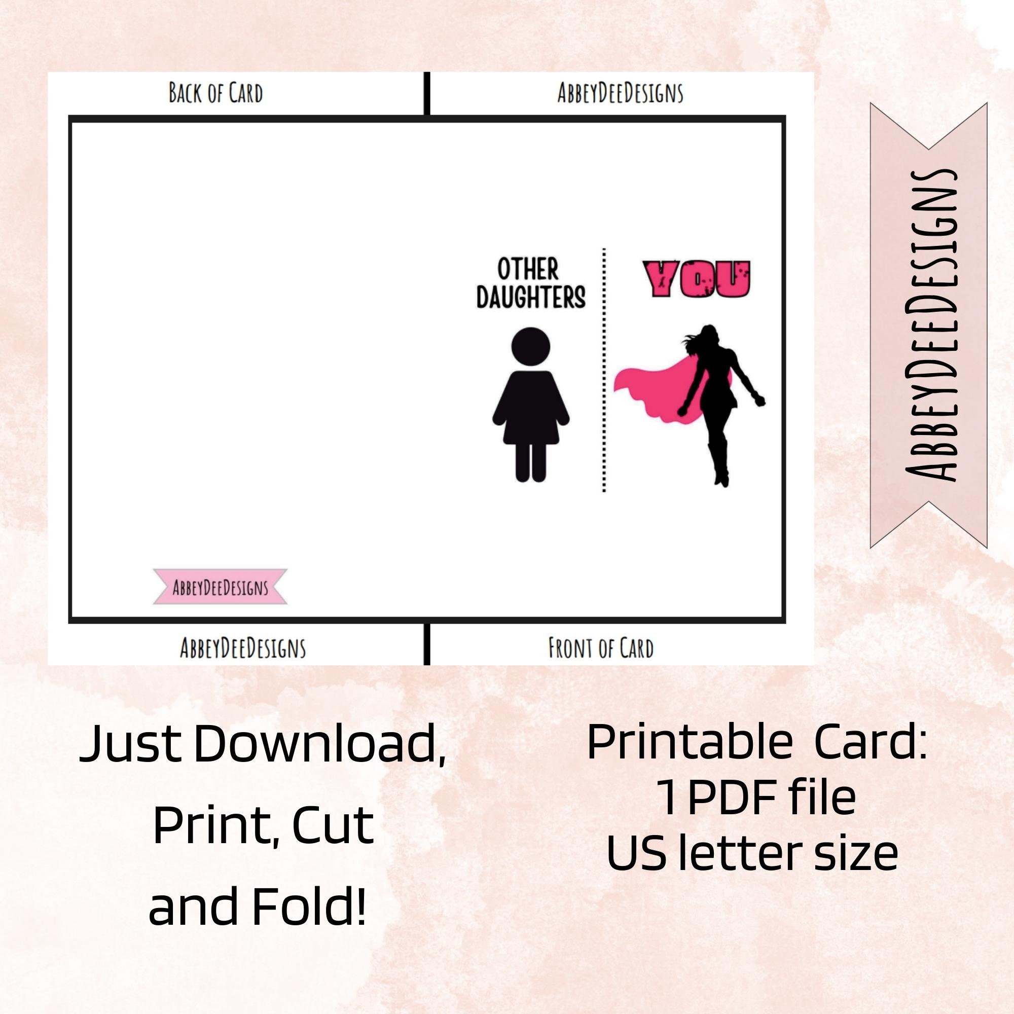 Printable Card for Daughter, Superhero Daughter Card, Card From Mom ...