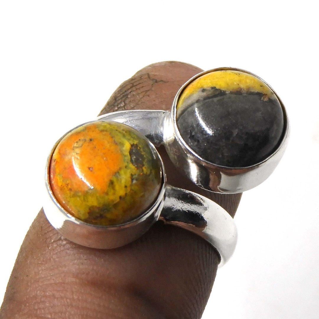 Bumble Bee Jasper Ring, 925 Sterling Silver Ring, Round Shaped Ring ...