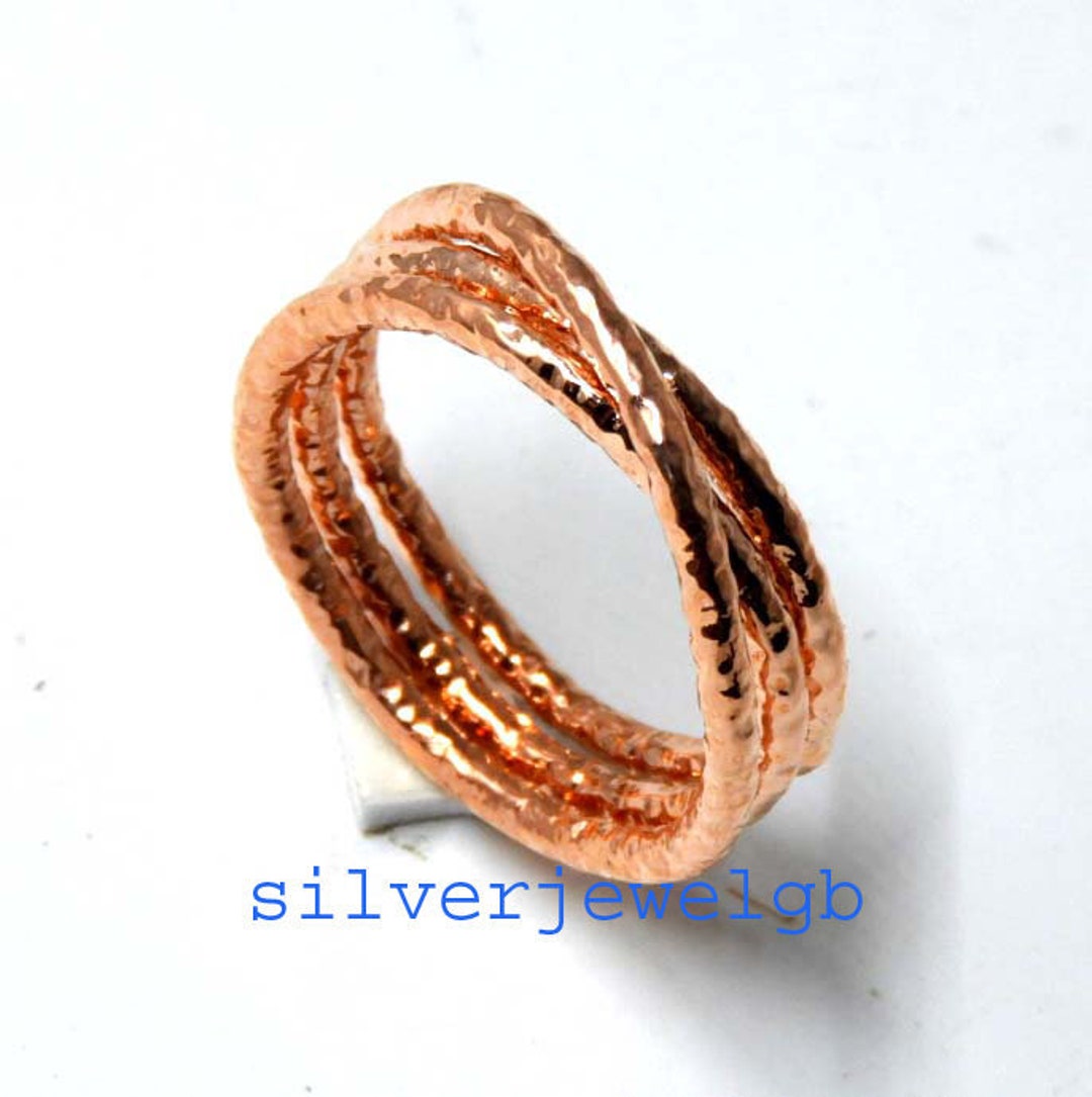 Handmade Hammered Copper Wire Ring: Modern Stackable Band - Etsy