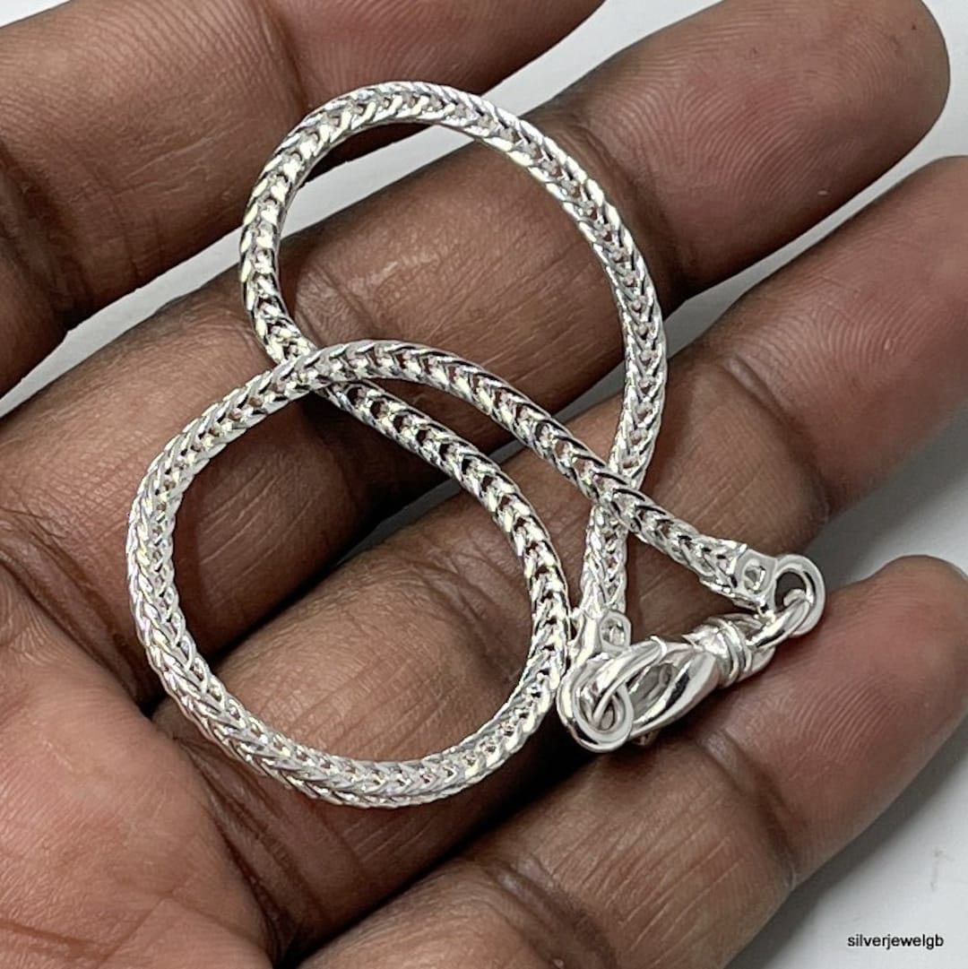 Silver Wheat Chain Bracelet, Square Wheat Chain Bracelet, Lobster Claw ...