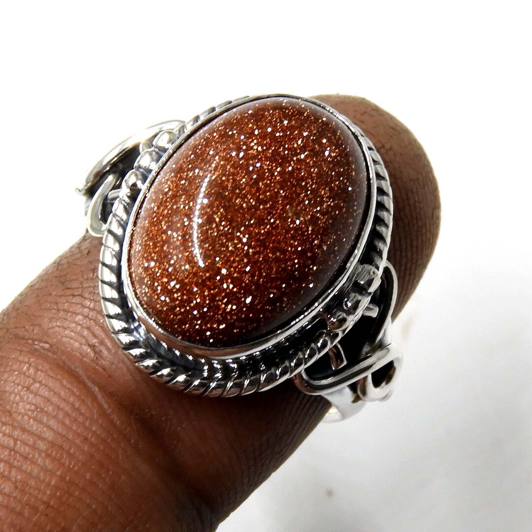 Sunstone Ring, Sterling Silver, Oval Sunstone Ring, Golden Sunstone, Orange Sunstone, Glitter ...