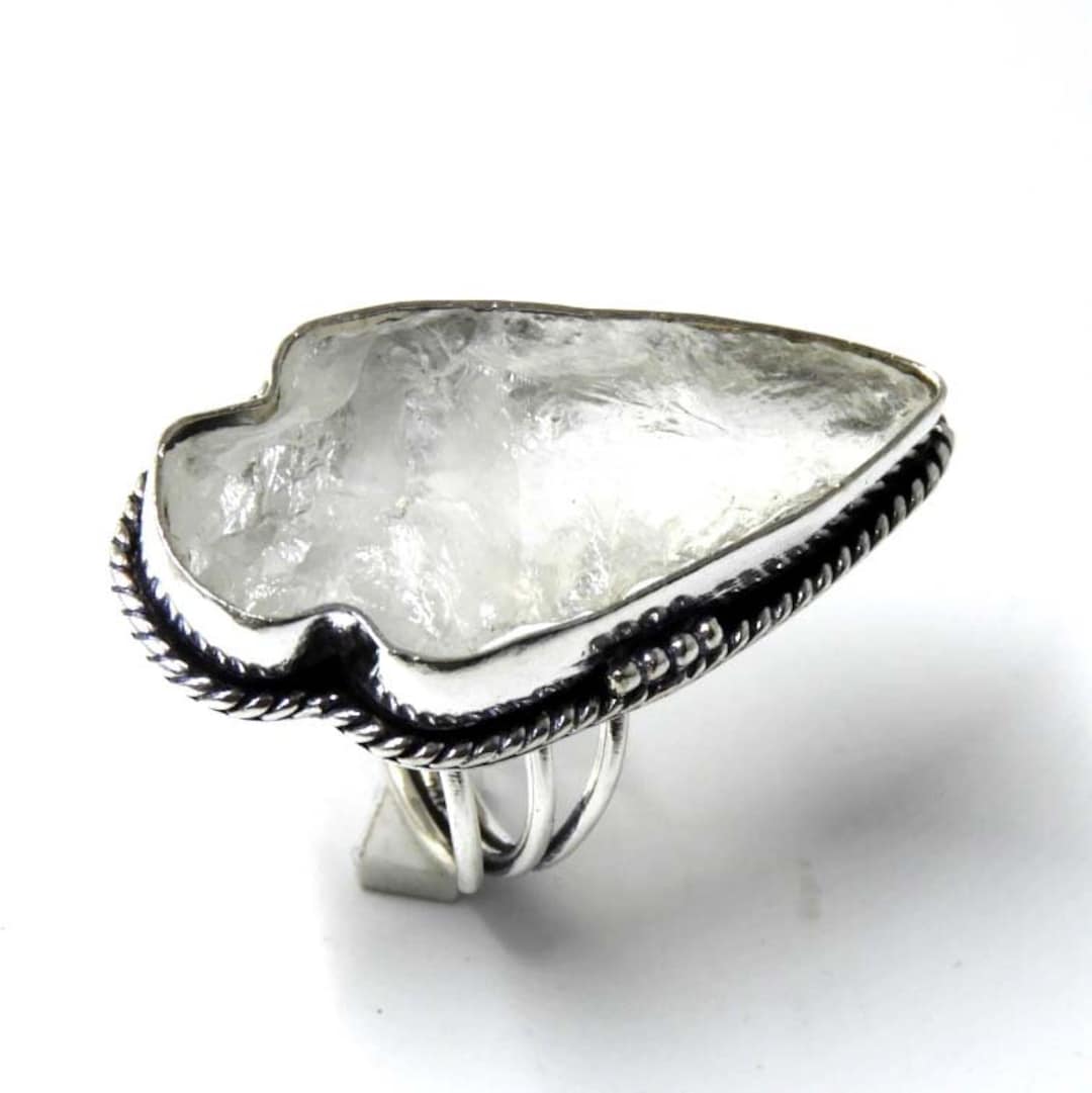 Sterling Silver Raw Quartz Arrowhead Ring: Natural Crystal Statement ...