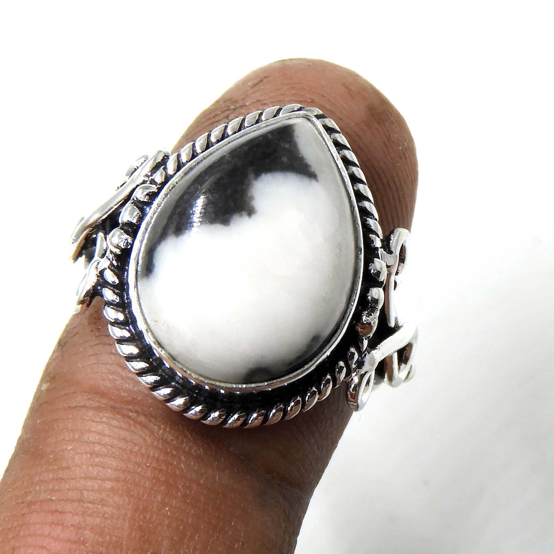 Chunky White Buffalo Ring, Western Boho Statement Ring, Buffalo ...