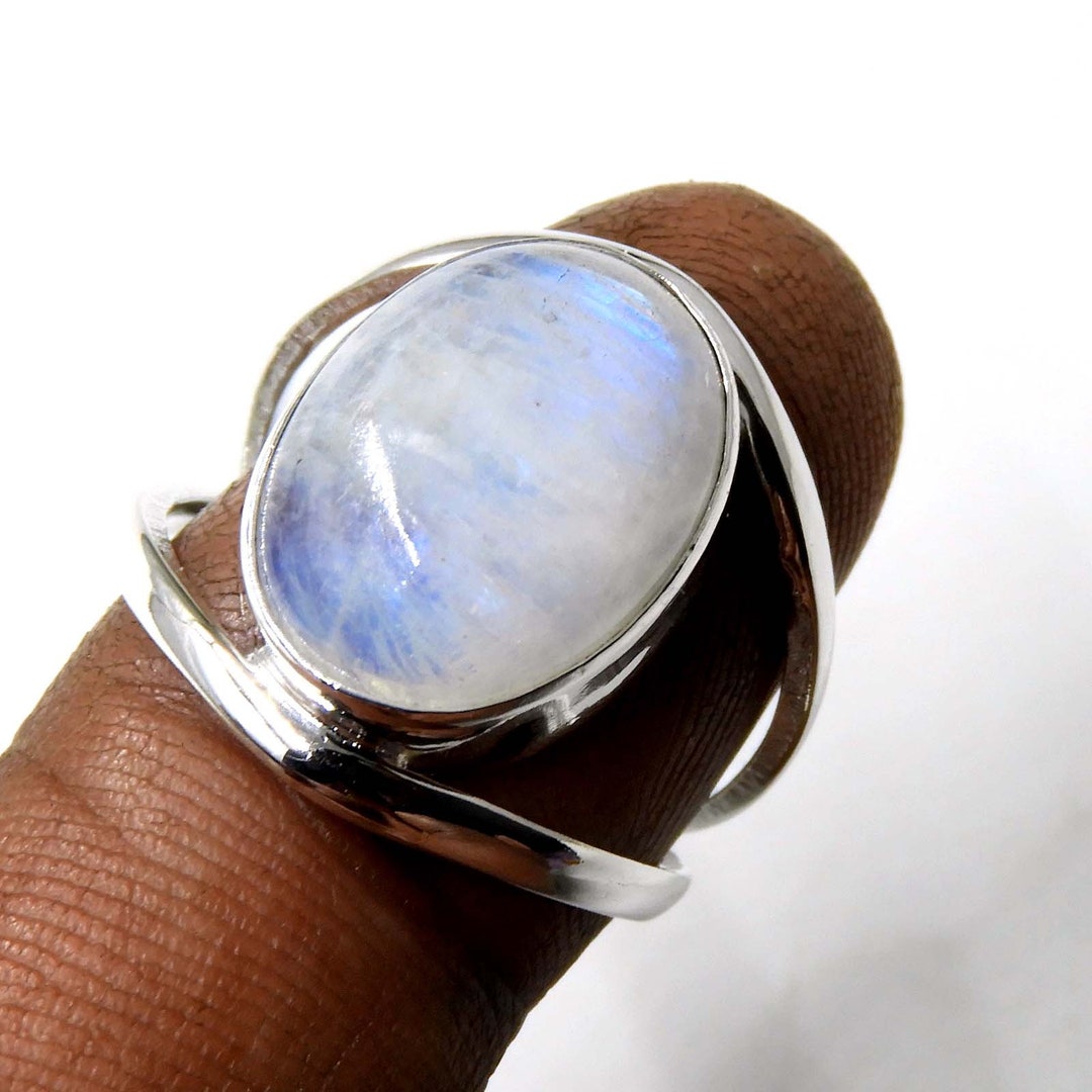 Natural Moonstone Ring, Engagement Ring, 925 Sterling Silver, Stackable ...