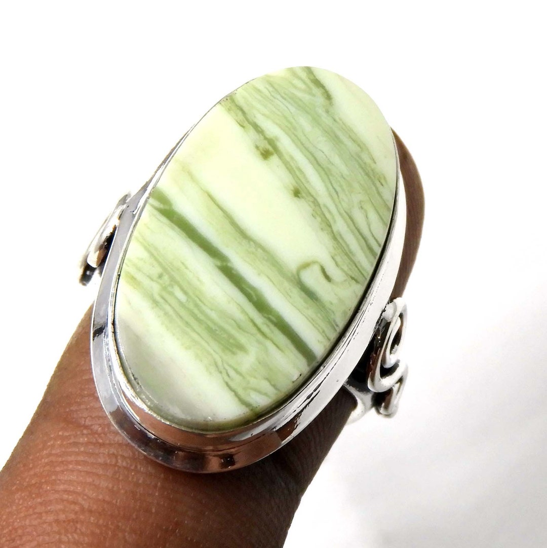 Serpentine Ring, Sterling Silver, Oval ,genuine Serpentine, Serpentine Silver Ring, Deep Green ...