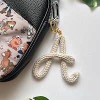 Knitted Initial Keychain: Personalized Cotton Wire Letter Charm - Etsy
