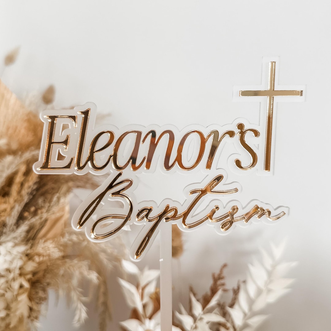 Personalised Baptism Cake Topper | Double Layer Acrylic | Custom Name ...