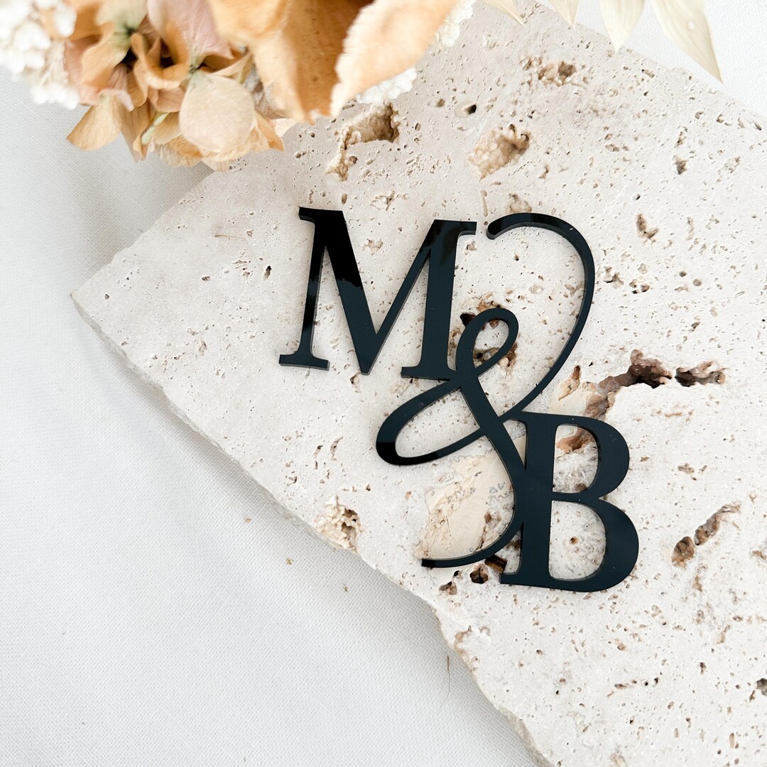 Custom Initials Wedding Cake Serif Charm - Wedding Cake - Gold Mirror ...