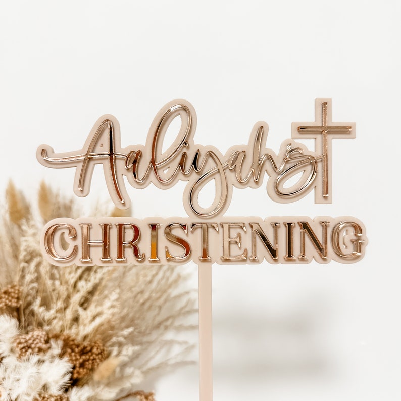 Personalised Christening Baptism Cake Topper | Double Layer Acrylic ...