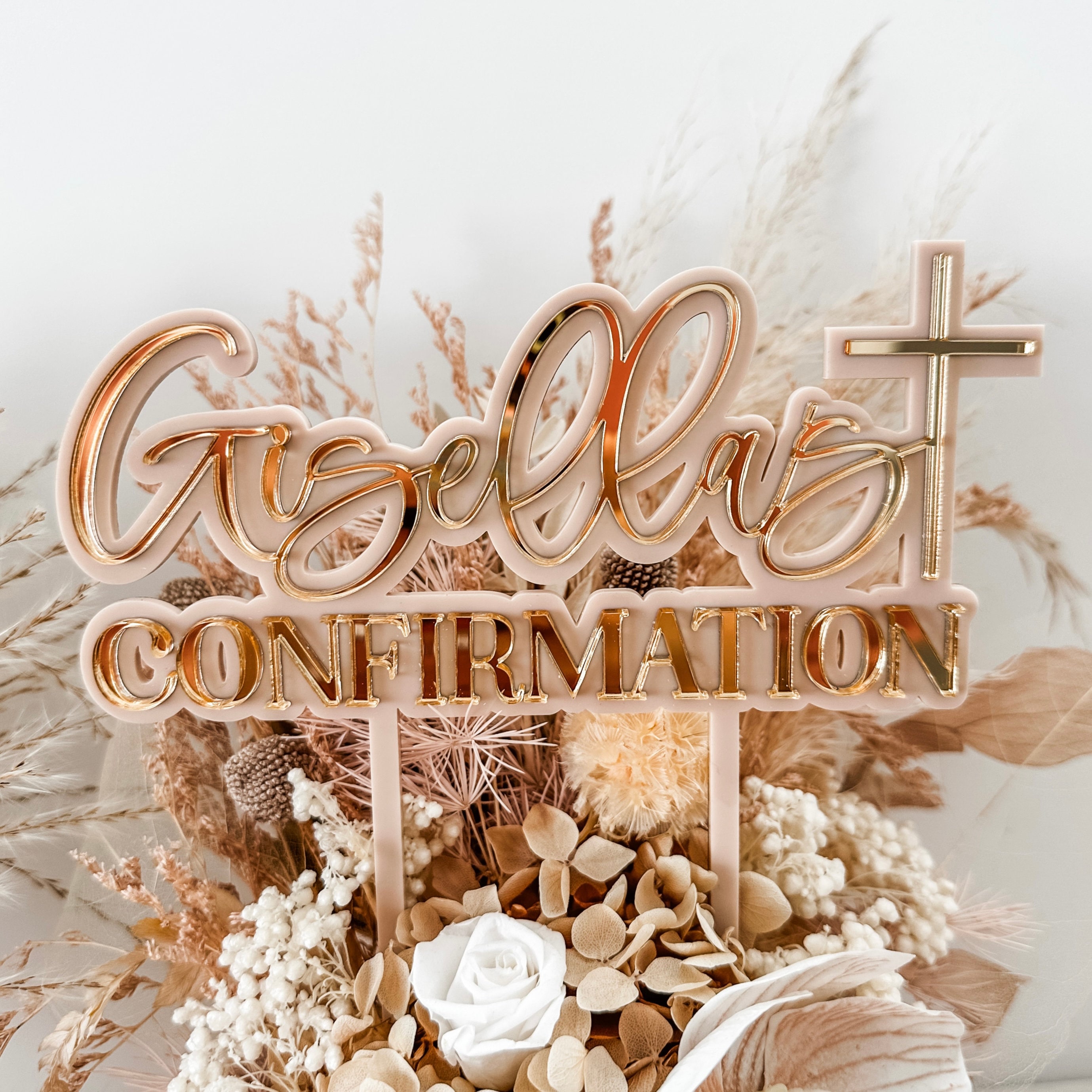 Personalised Confirmation Cake Topper Double Layer Acrylic Custom Name ...