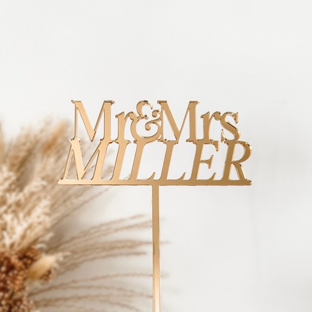 Wedding Cake Topper | Personalised Cake Topper | Wedding Decor | Mr and ...