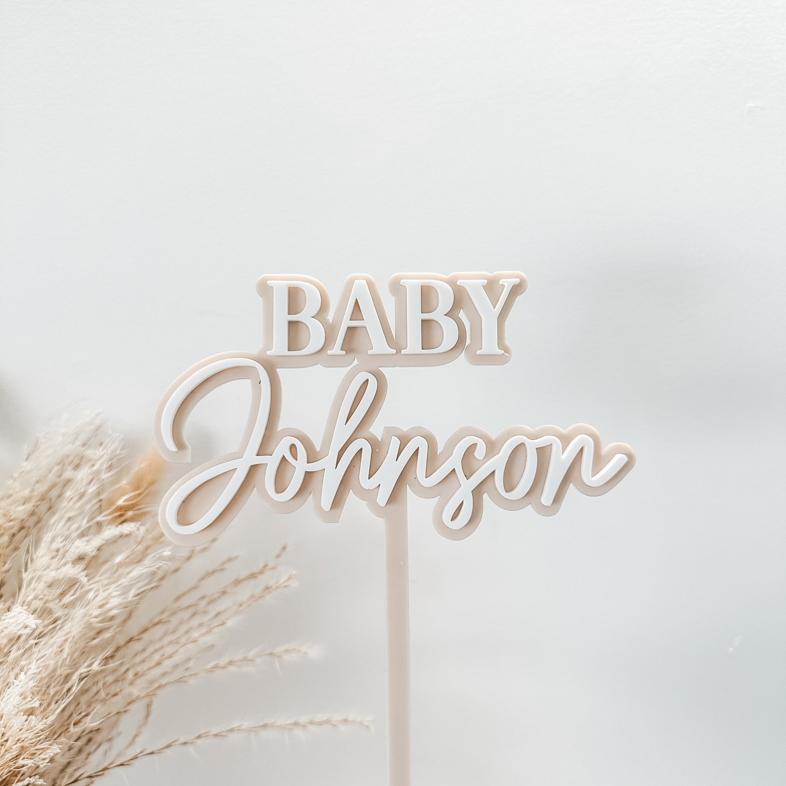 Personalised Baby Shower Cake Topper | Custom Name Acrylic Cake Decor ...