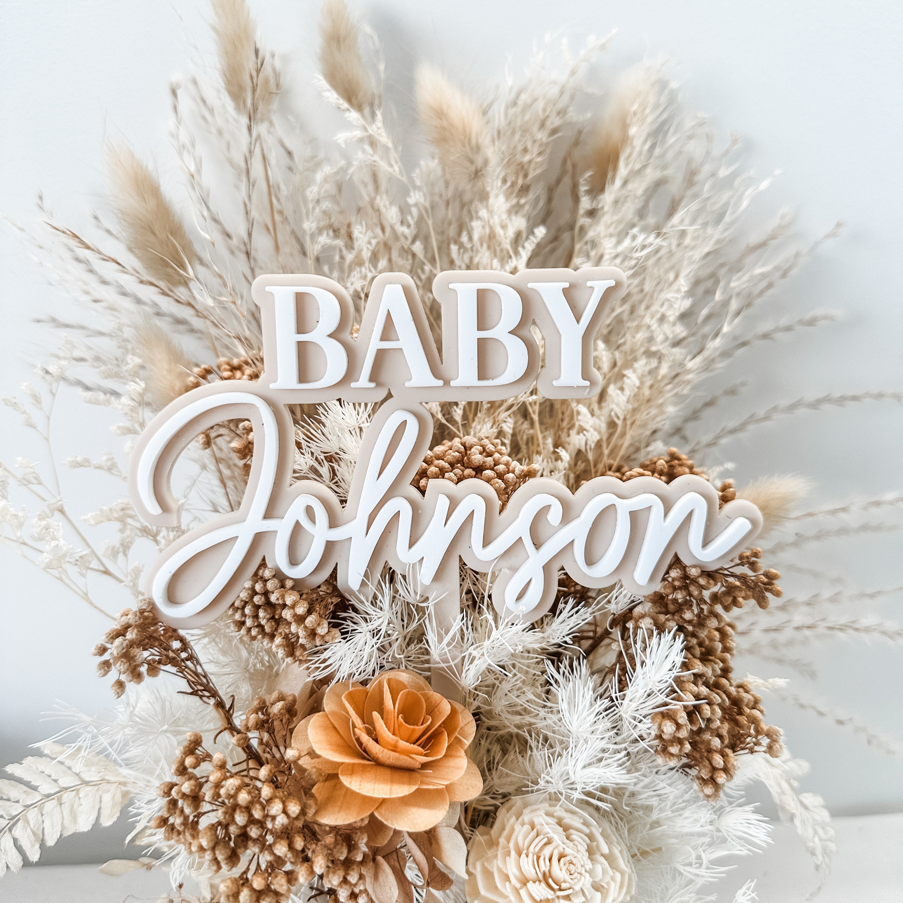 Personalised Baby Shower Cake Topper | Custom Name Acrylic Cake Decor ...