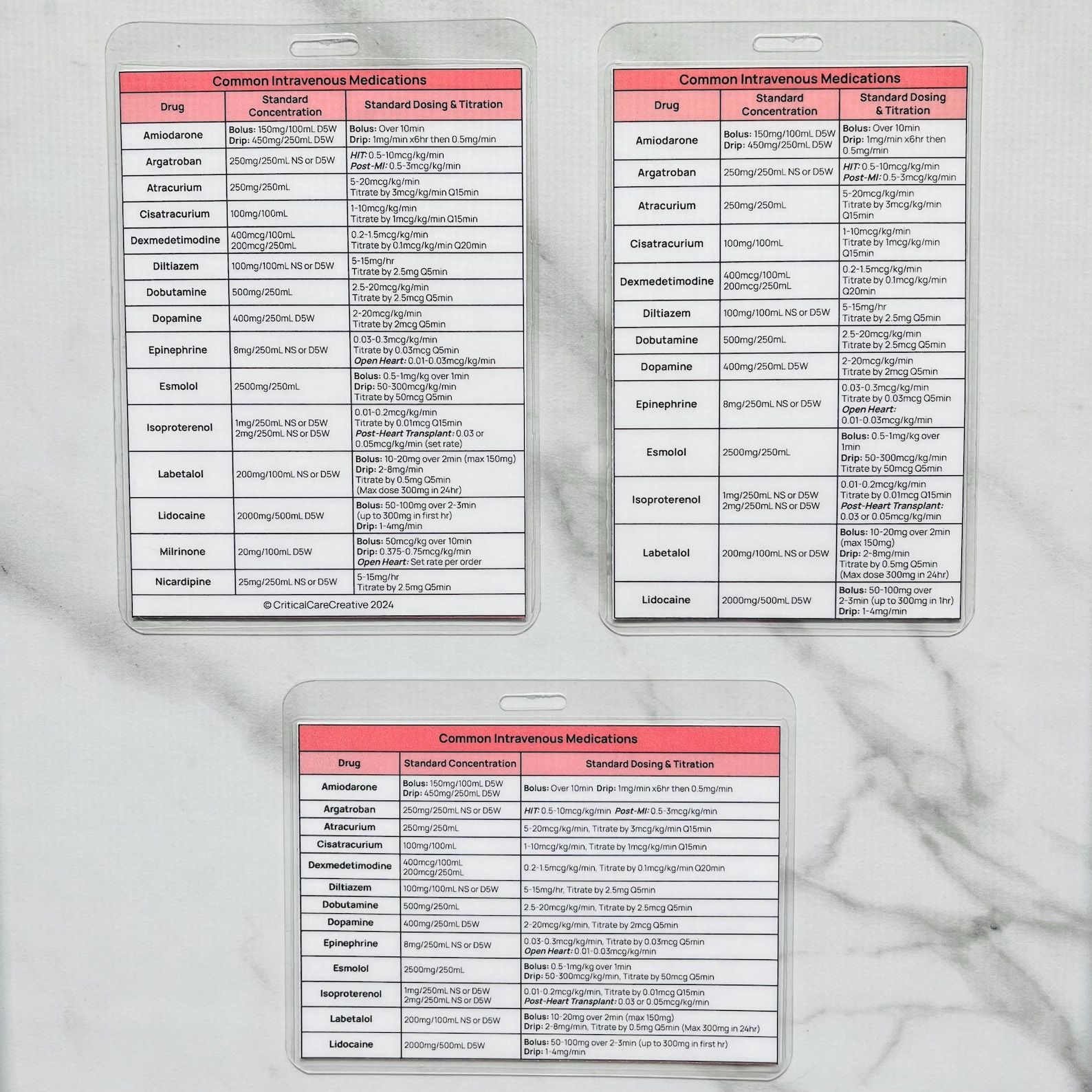 Common ICU Medications Badge Buddy | Critical Care IV Drip Intubation ...