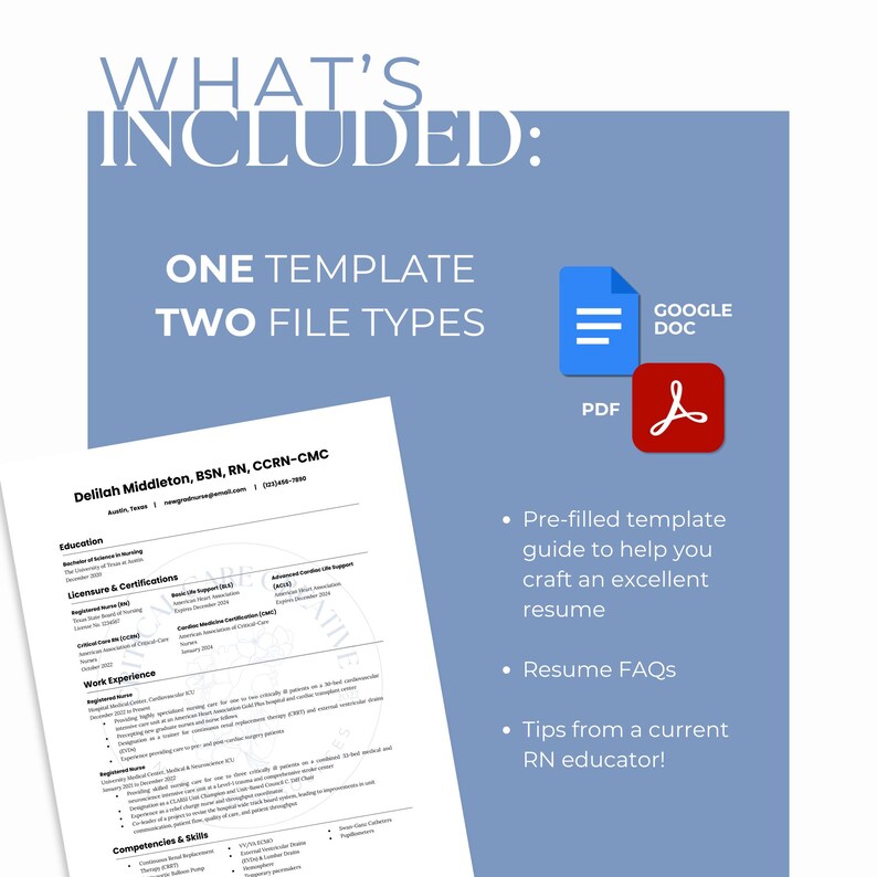 Nursing Resume Template | Nurse Resume Template | Experienced Nurse ...