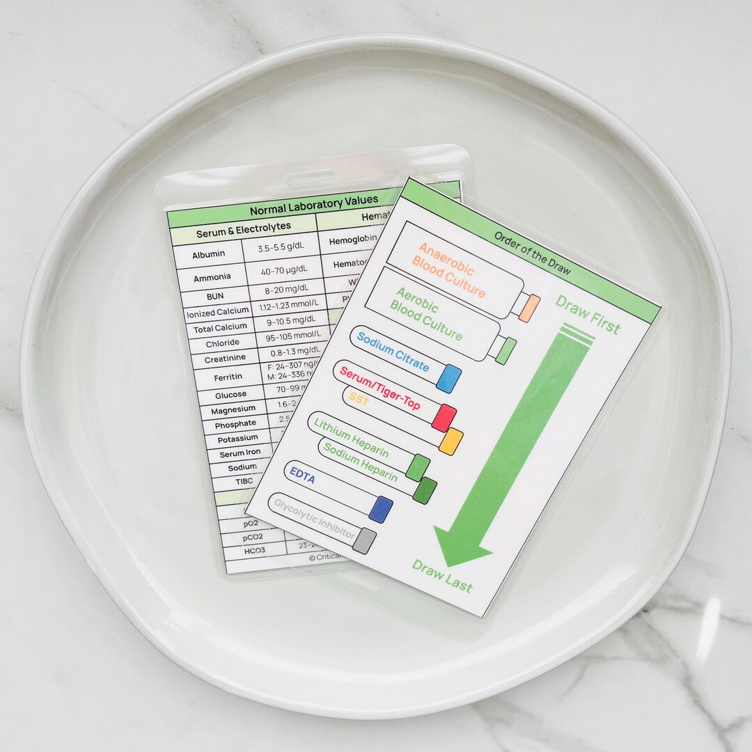 Normal Lab Values Reference Badge Buddy | Critical Care ICU Phlebotomy ...
