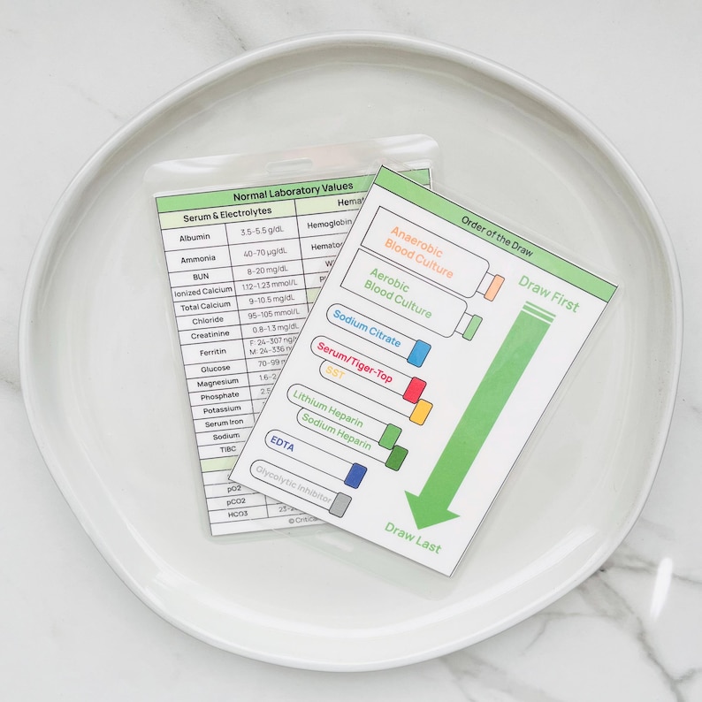 Normal Lab Values Reference Badge Buddy | Critical Care ICU Phlebotomy ...
