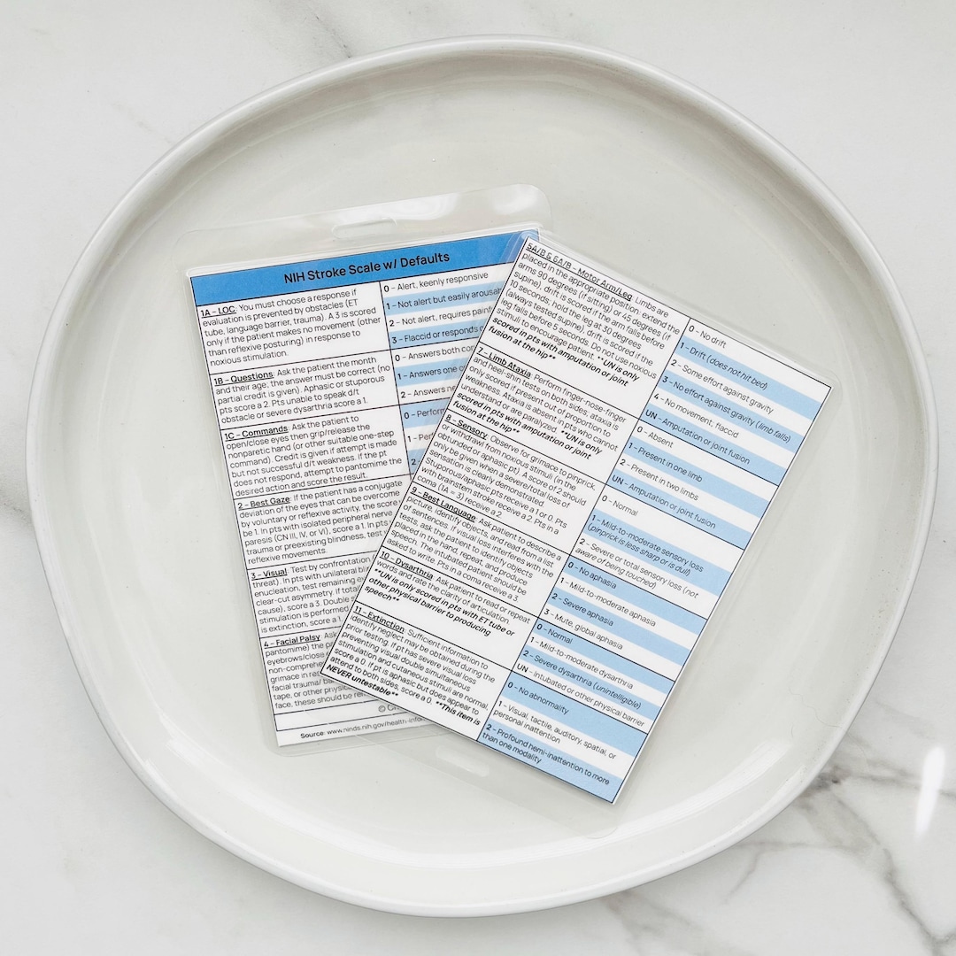NIH Stroke Scale Badge Buddy | Critical Care ICU Neuro Stroke Reference ...