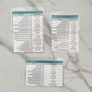 Hemodynamic Parameters Reference Badge Buddy | ICU Nursing Resource - Etsy