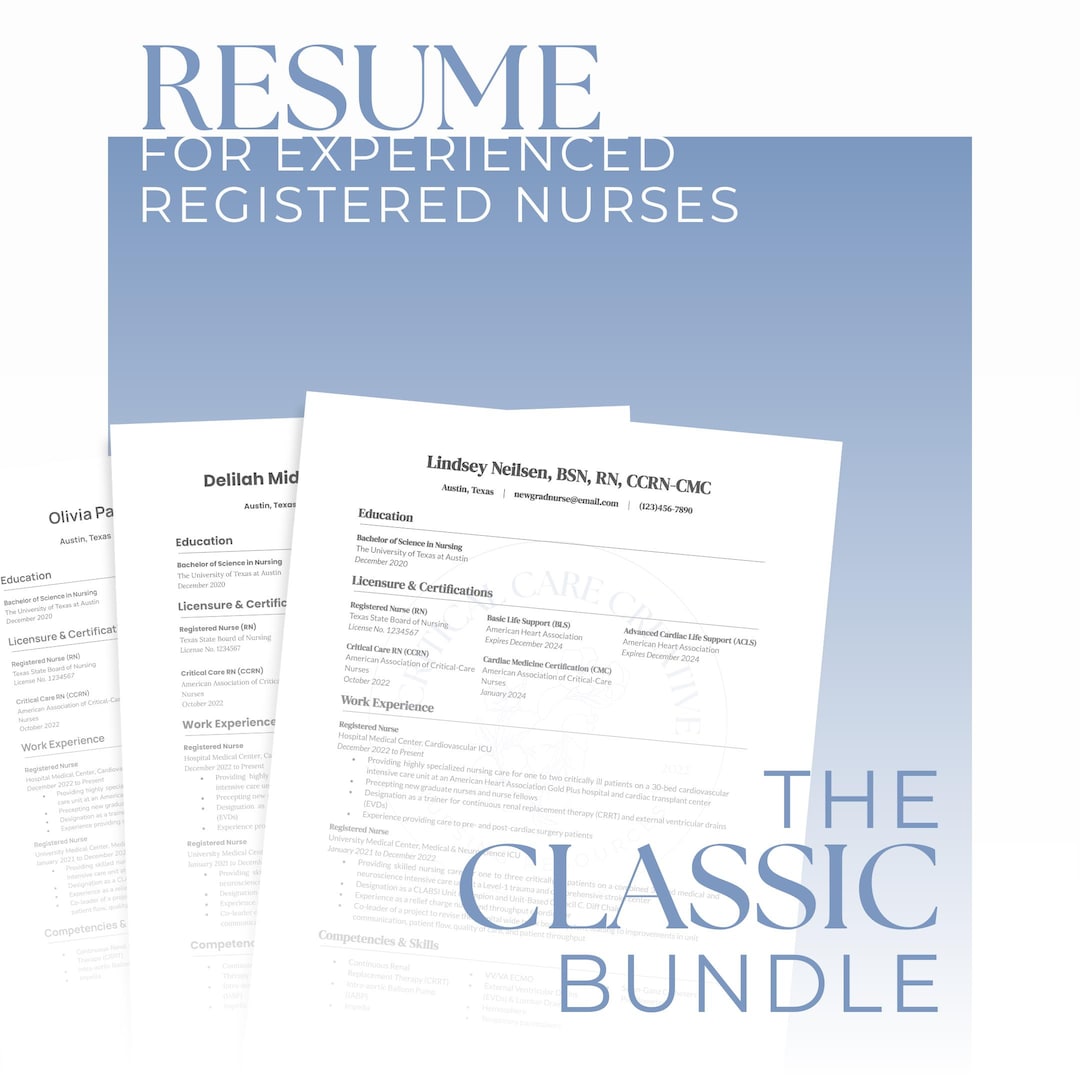 Experienced Nurse Resume Template Bundle | Nurse Resume Template ...