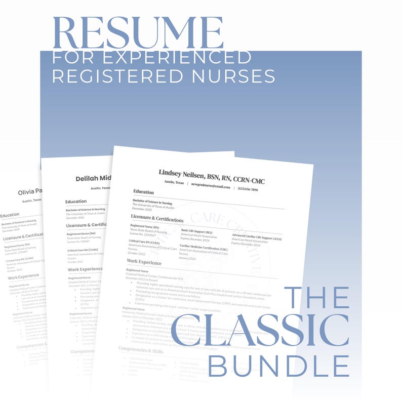 Experienced Nurse Resume Template Bundle | Nurse Resume Template ...
