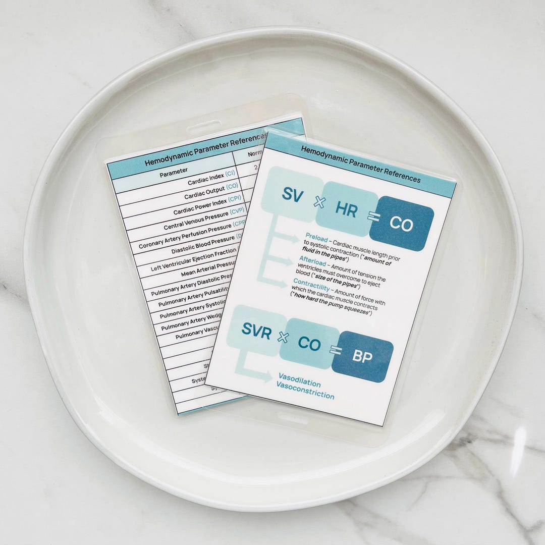 Hemodynamic Parameters Reference Badge Buddy | Critical Care ICU ...