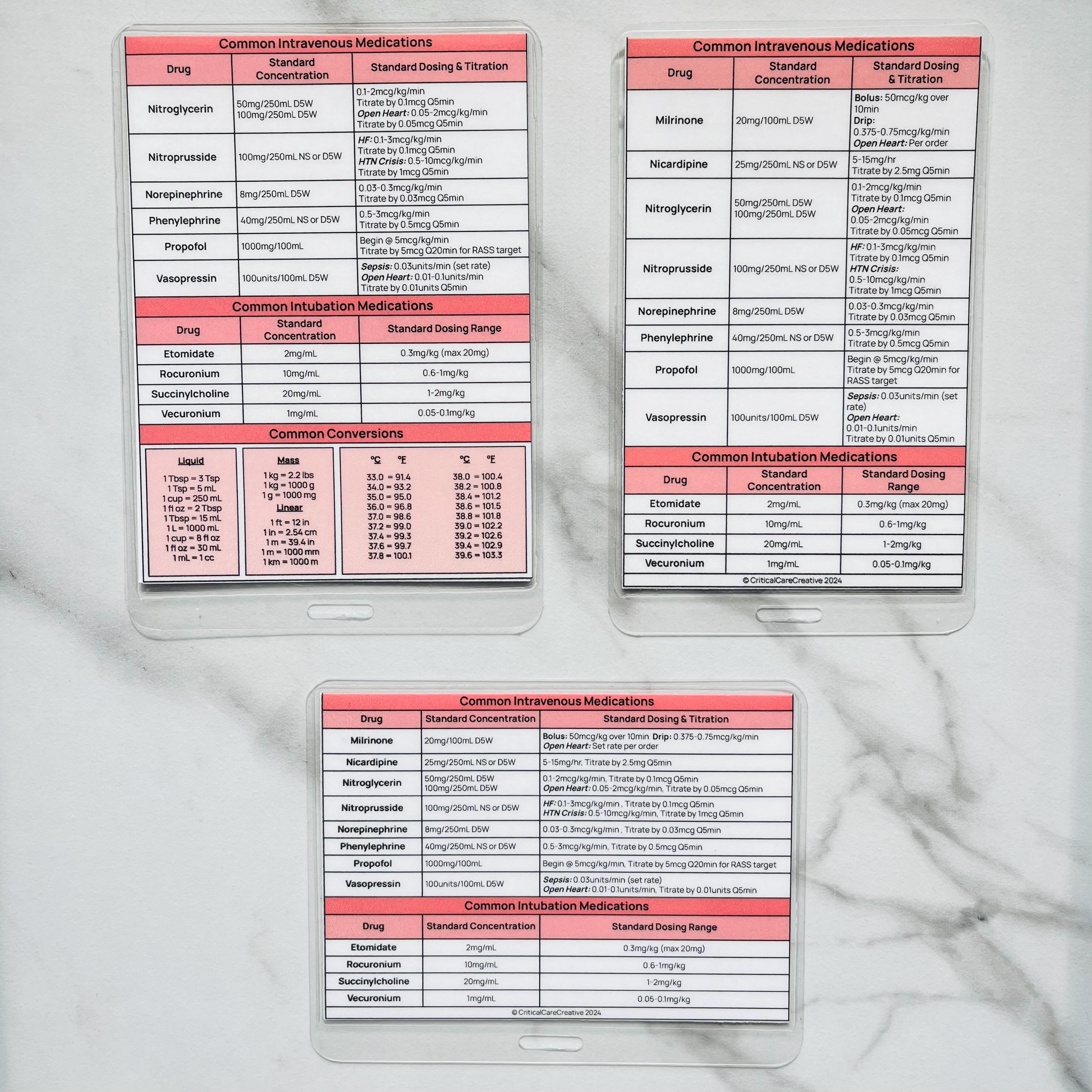 Common ICU Medications Badge Buddy | Critical Care IV Drip Intubation ...