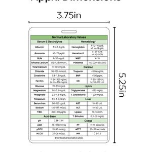 Normal Lab Values Reference Badge Buddy | Critical Care ICU Phlebotomy ...