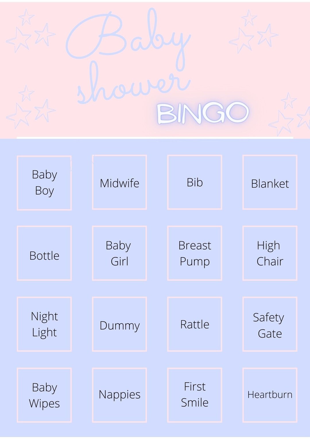 20 Printable Baby Shower Bingo, Baby Shower Games, Download, Printable ...