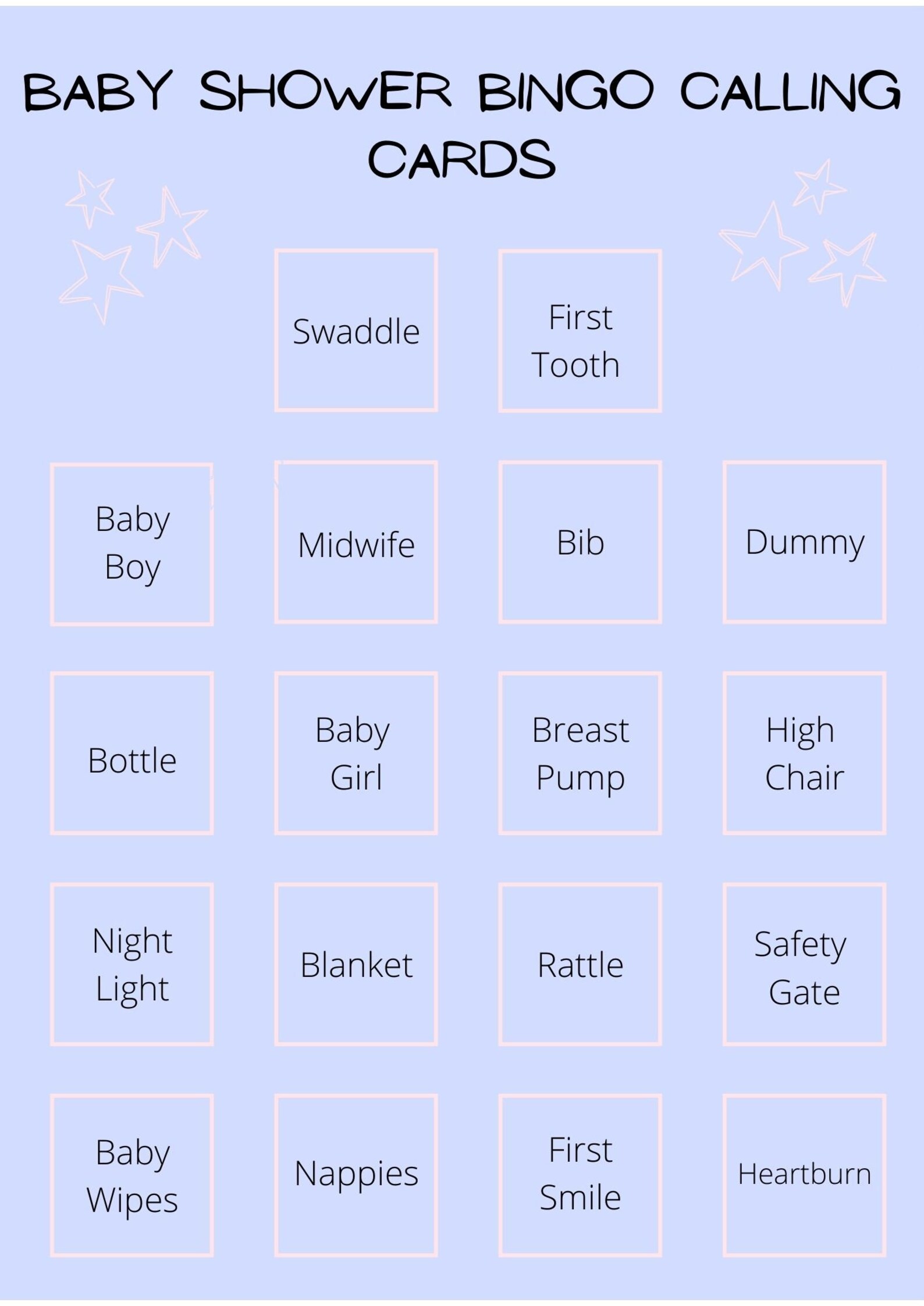20 Printable Baby Shower Bingo, Baby Shower Games, Download, Printable ...