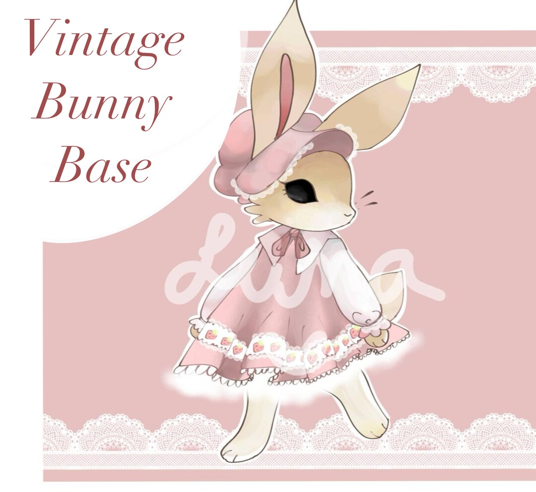 Vintage Bunny Base | Rabbit Cottagecore | Chibi Cute Base| P2u Base ...