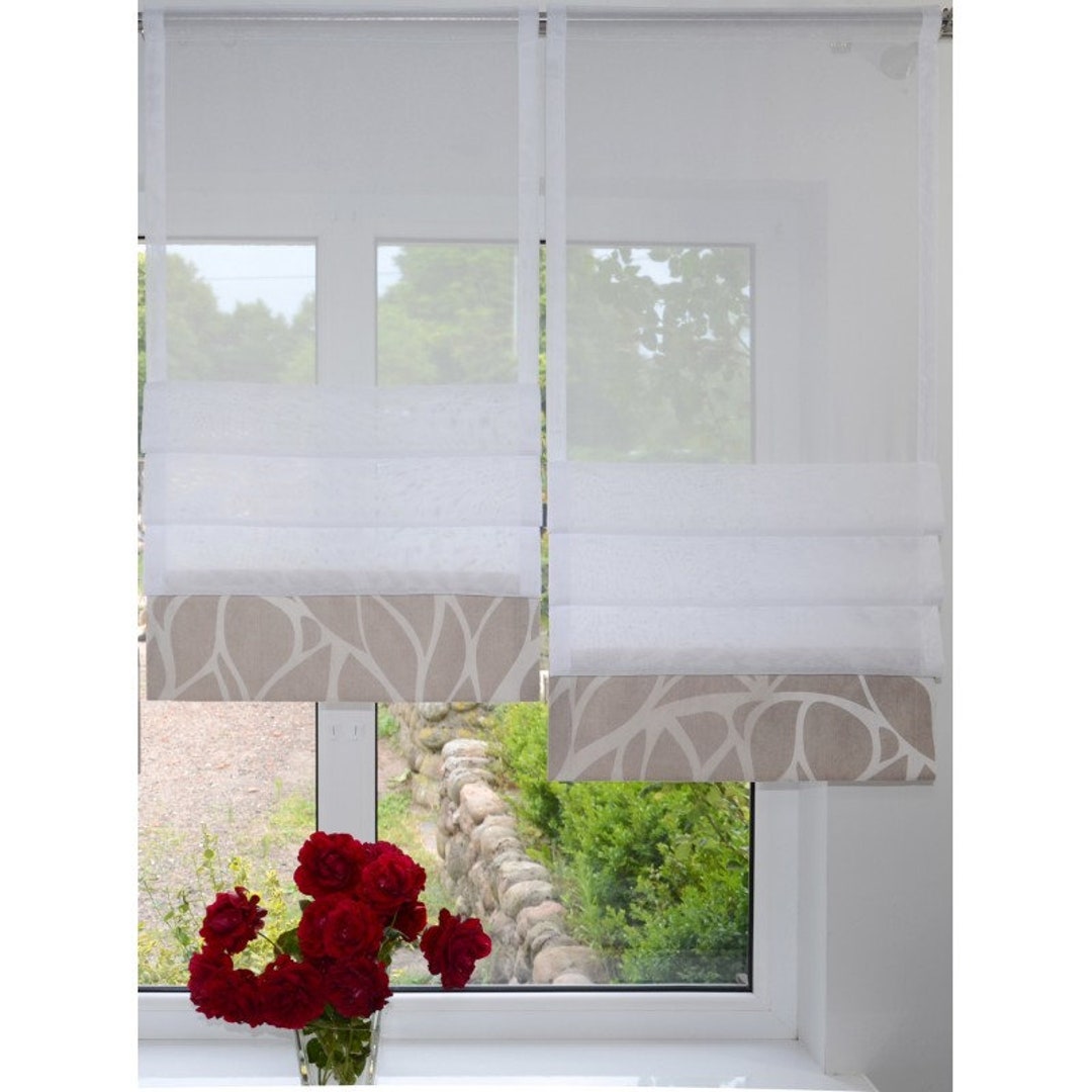 Moderne Design Gardine Muster Scheibengardine Raffrollo Klettband ...