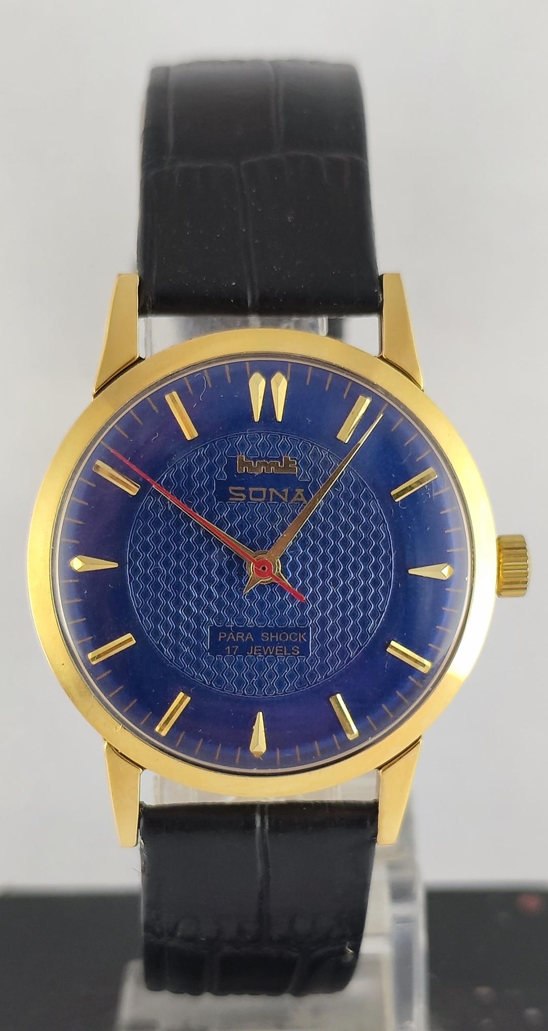 Vintage HMT SONA Hand Winding GP Case Blue Dial Men's Wrist Watch Keep ...